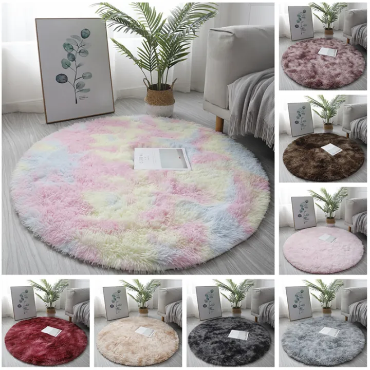 Luxury Round Soft Faux Sheepskin Fur Area Rugs Washable Wool Bedside ...