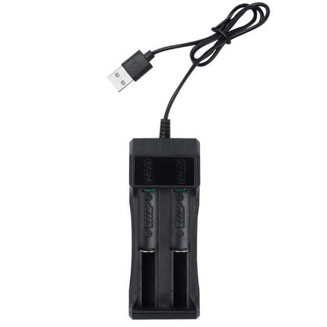 18650 Fast Charger 4.2v Lithium 2 Slot Usb Charger Strong Flashlight ...