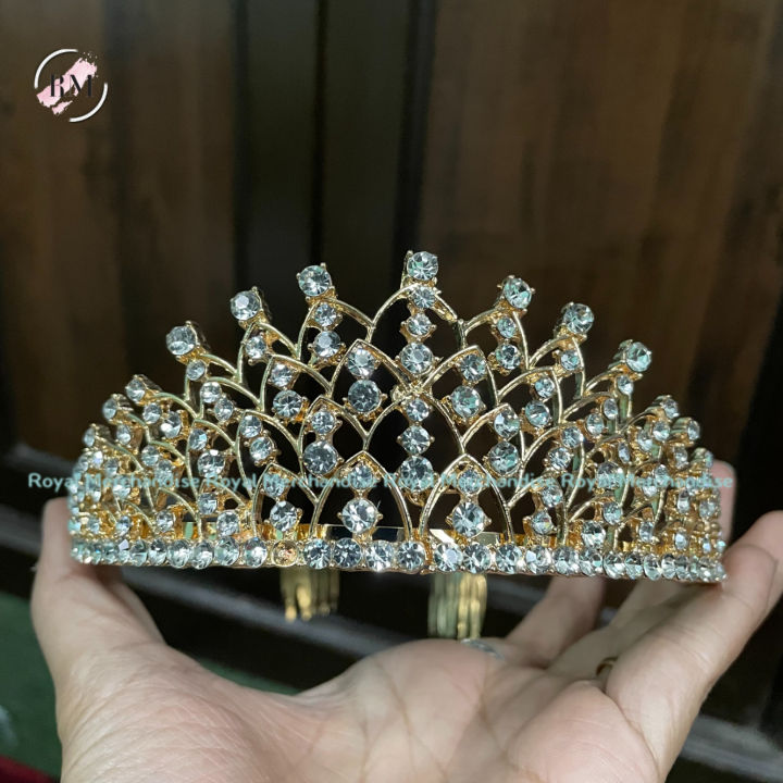Crown / Golden Heavy Bridal Crown / Tiara / Engagement Tiara / Silver ...