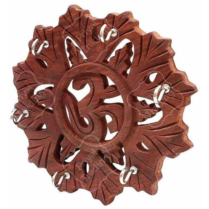 7.5 inch ,Wooden Om Shape Key Stand, Wall Hanging Key Holder, Sheesham ...
