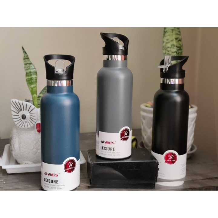 Always Leisure 500ML Sport Thermos Water Bottle With Straw Insulation ...