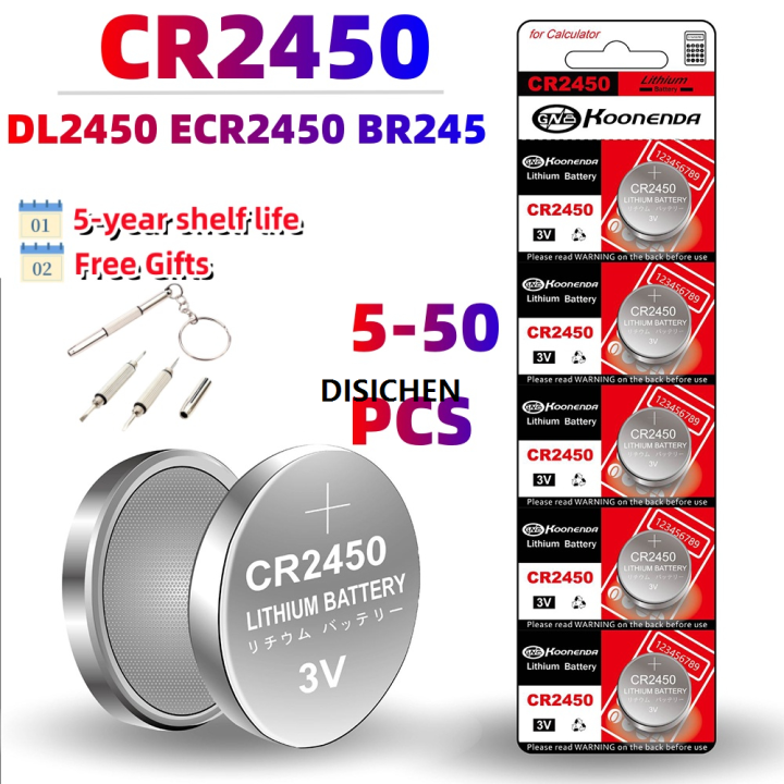 DISICHEN CR2450 3V Lithium Coin Cell Battery for Remote Controllers ...