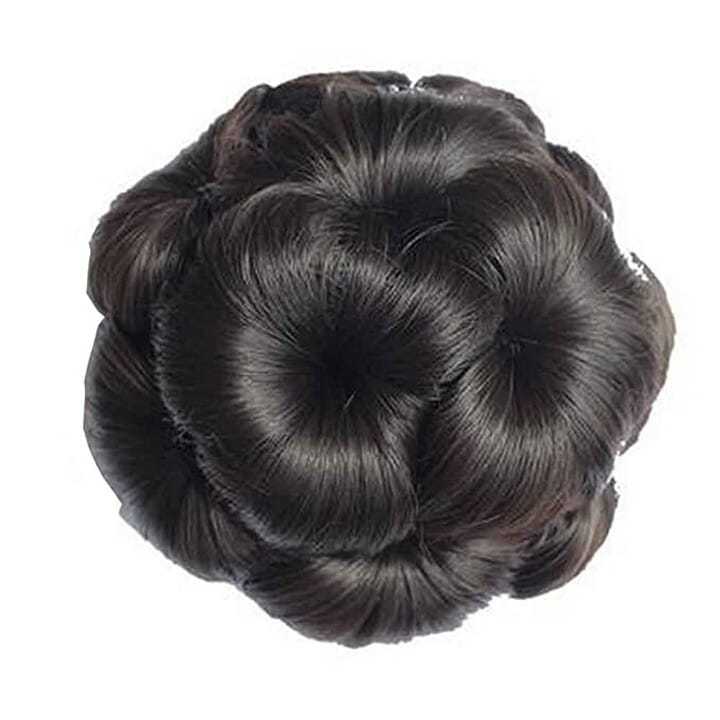 Flowers Bud Design Hair Extension Bun Bands With Insert Comb Clip For ...