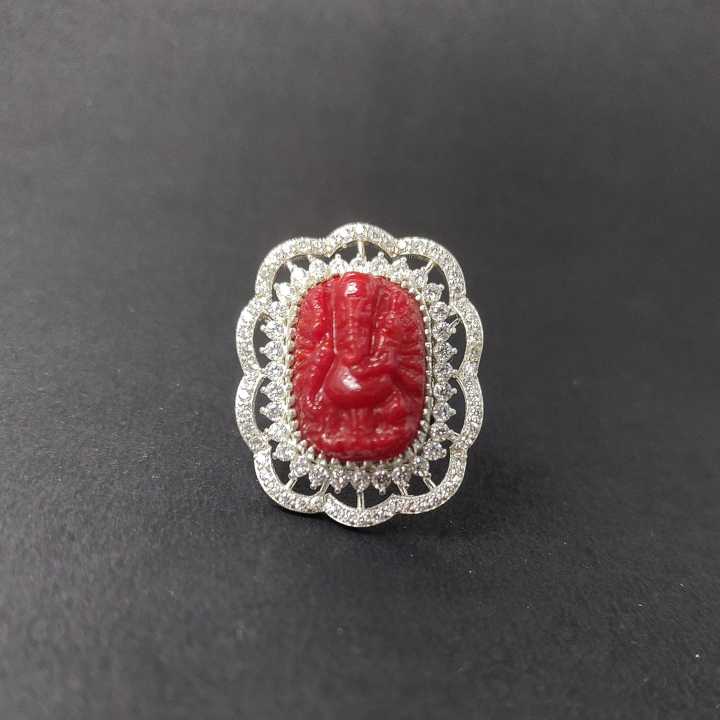 Gold and Silver Star (GNSS) Pure Silver Red Ganesh Muga Imitation ...