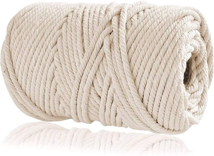 TMS 50 Meters Natural White Cotton Cord Macrame Colour Dori for Wall ...
