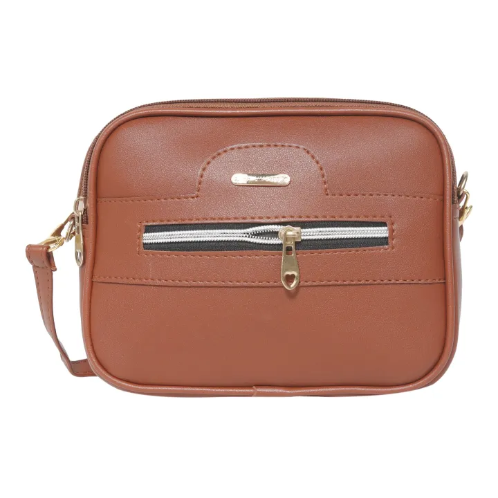 Brown Color Front Silver Zipper Design Side Bag For Women | Daraz.com.np