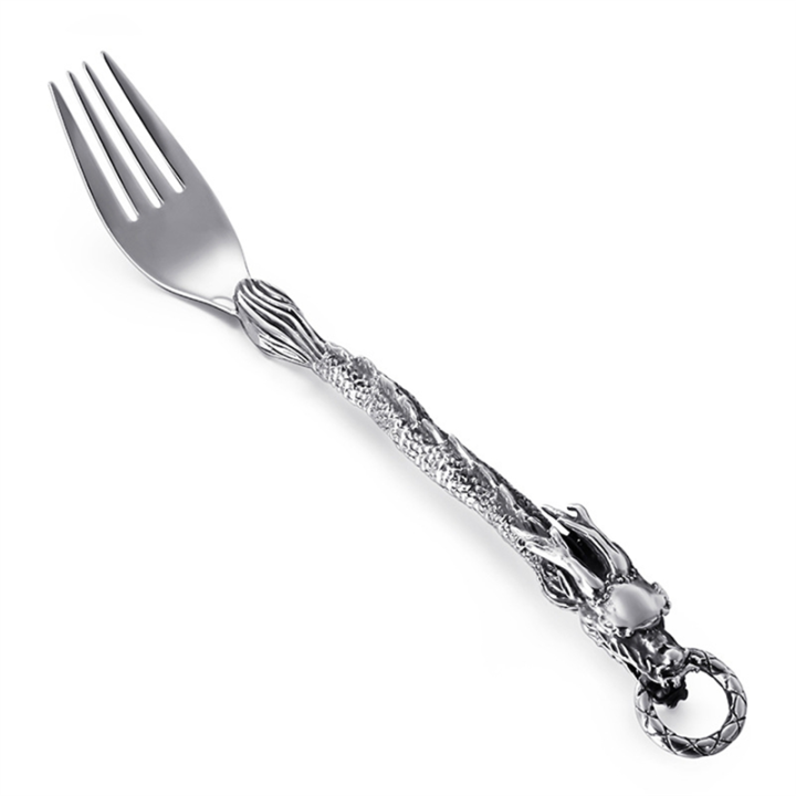 (GGBR) Cutlery Chinese Zodiac Dragon Western-Style Fork Trend Punk Wind ...