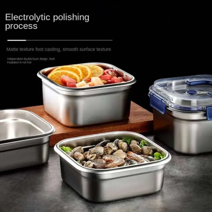 Stainless Steel Salad Fruit Food Container Sealed Anti-drip Large ...
