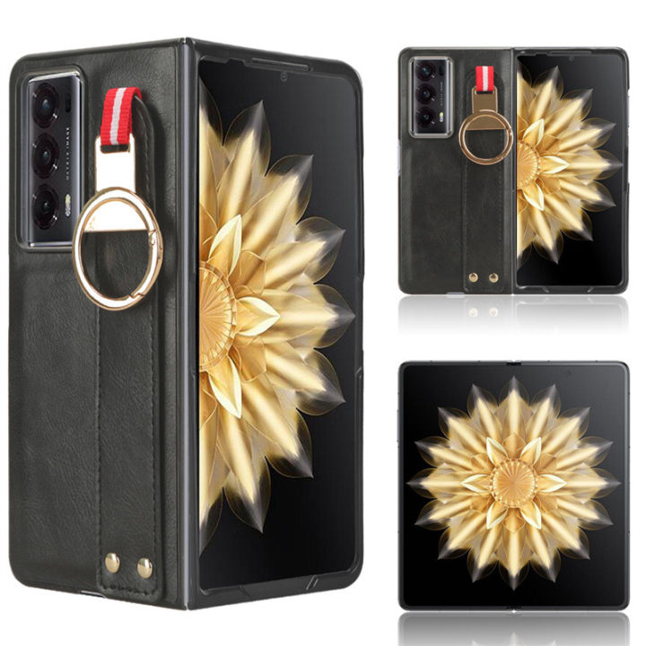Honor Magic V2 Leather Case with Adjustable Wristband Strap Kickstand ...