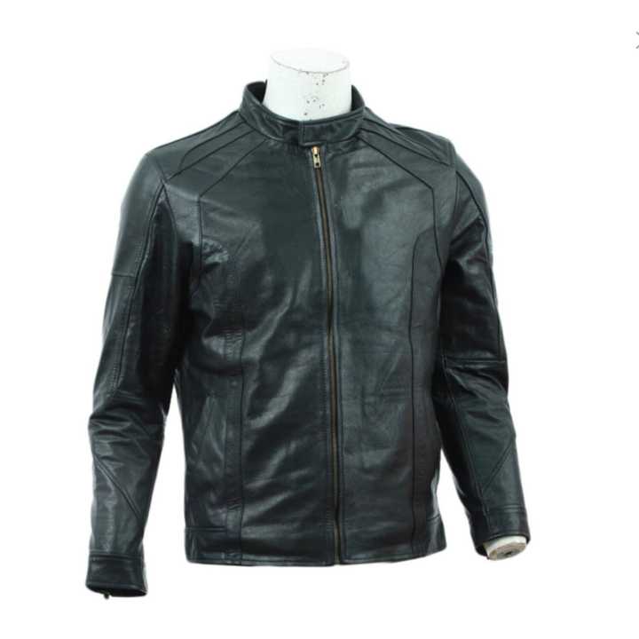 Black Leather Full Sleeve One Side Pocket Design Jacket For Men | Daraz ...
