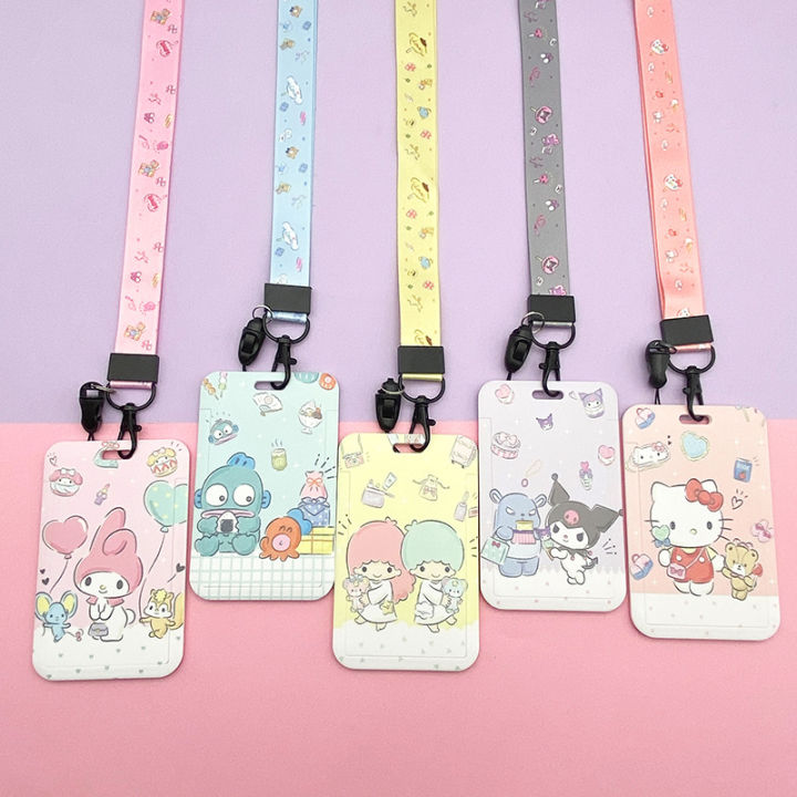 Hello Kitty ID Badge Holder Lanyards My Melody Cartoon Door Card ...