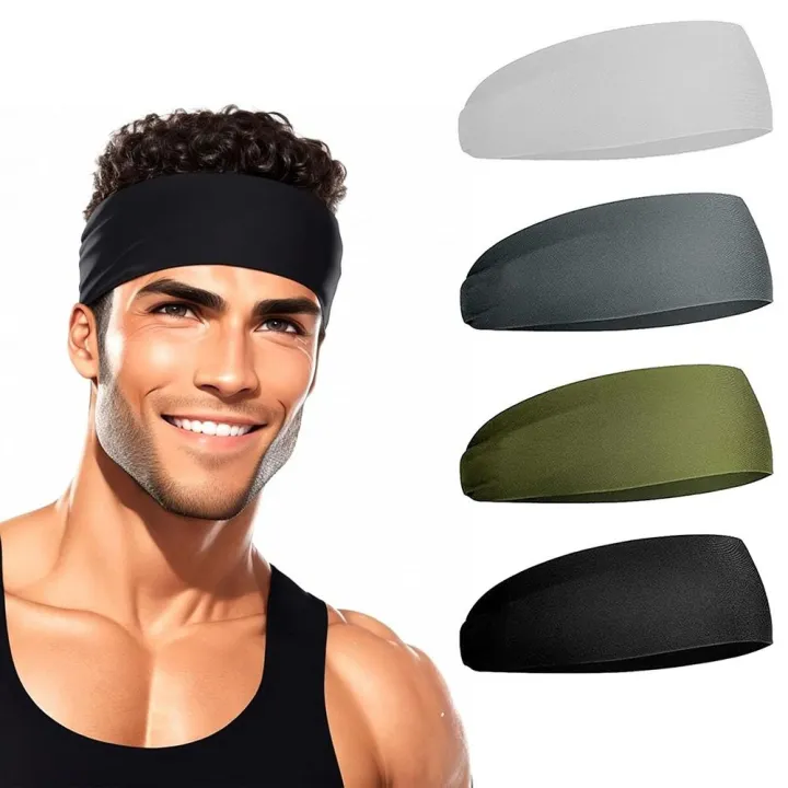 Wide Moisture Absorbing Workout Headbands for Men Non Slip Quick-Dry ...