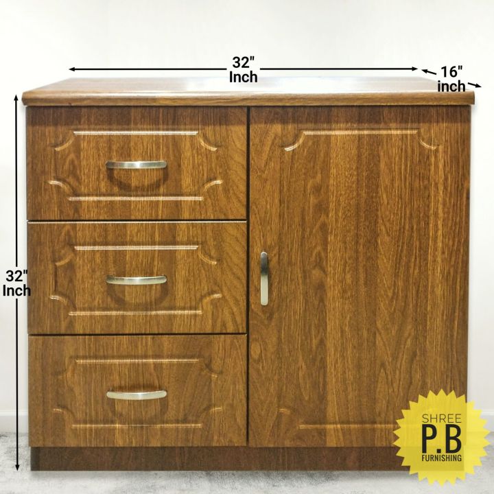 MDF Wood Multipurpose Three Drawers One Door Cabinet | Daraz.com.np