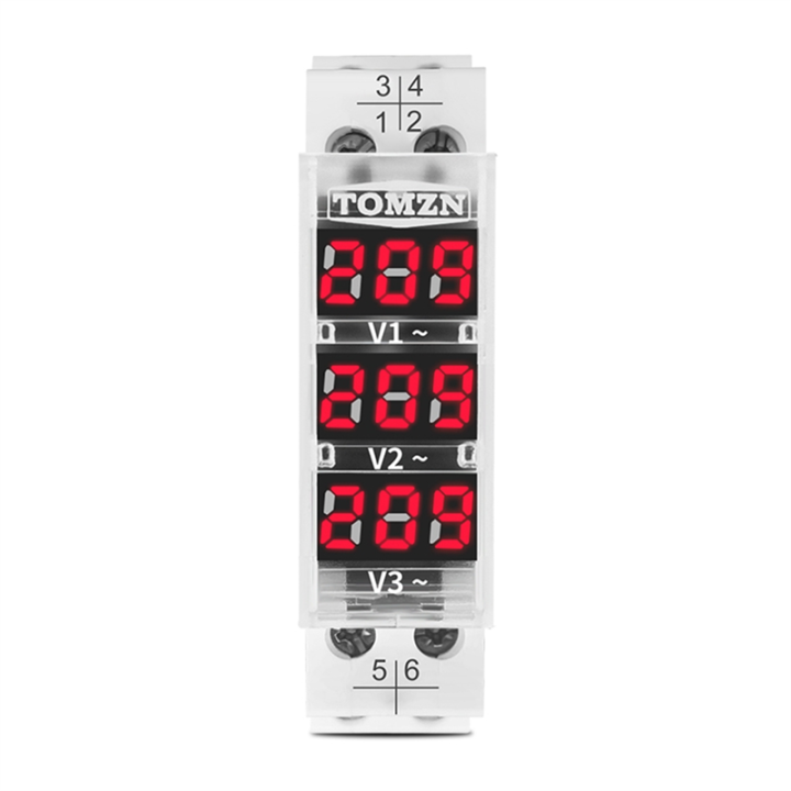 Din Rail 18mm Voltage Meter AC 40-500V Three Phase Modular Voltmeter ...