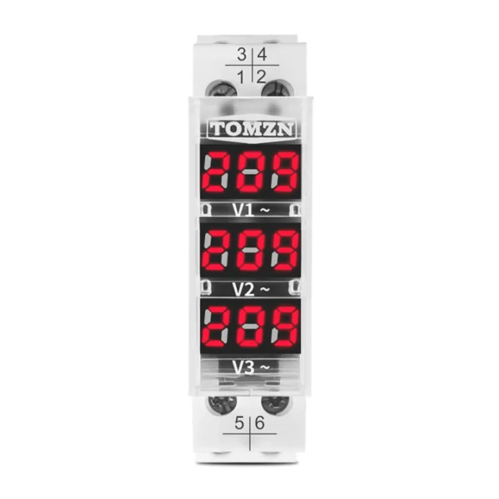 Din Rail 18mm Voltage Meter AC 40-500V Three Phase Modular Voltmeter ...
