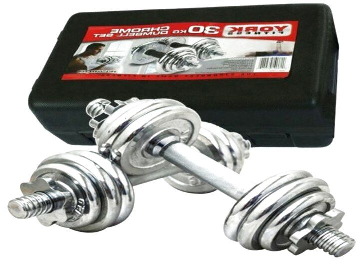 York 30kg Chrome Dumbbell Set Adjustable Dumbbell Set 30 kg Chrome ...
