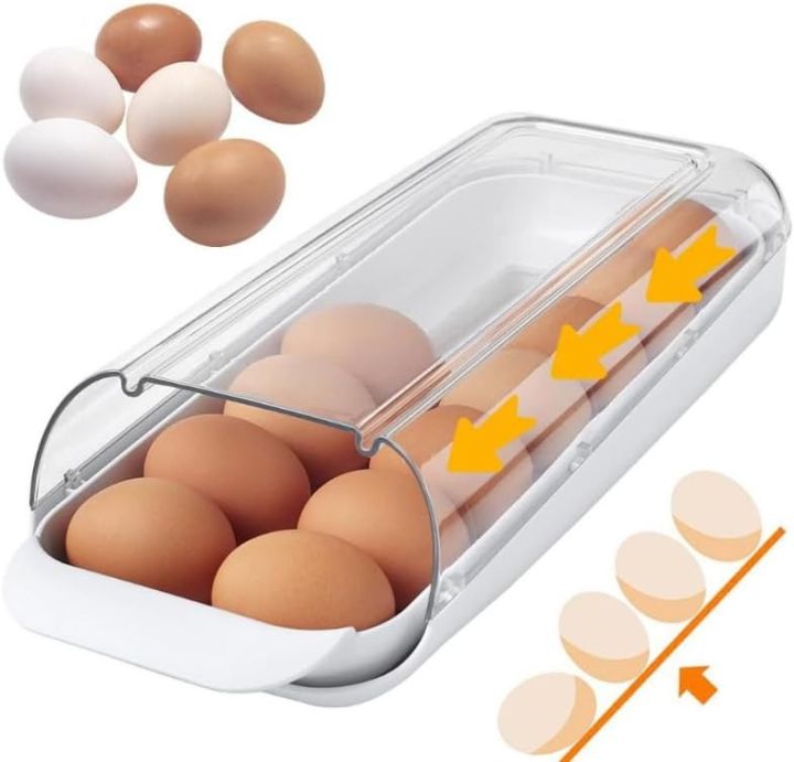 Egg Holder Stackable Automatic Rolling Transparent Household Clear Egg ...