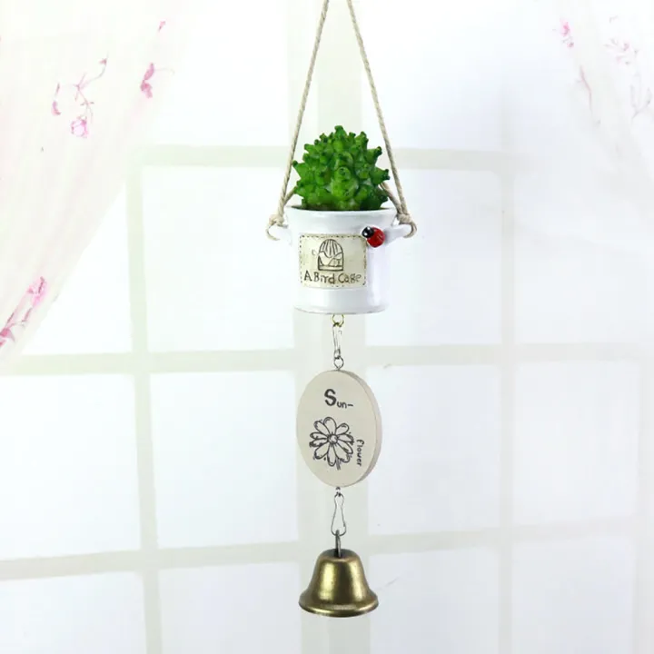 4 COLORS Home Garden Ornaments Unique Resin Bird House Cage Wind Chimes ...