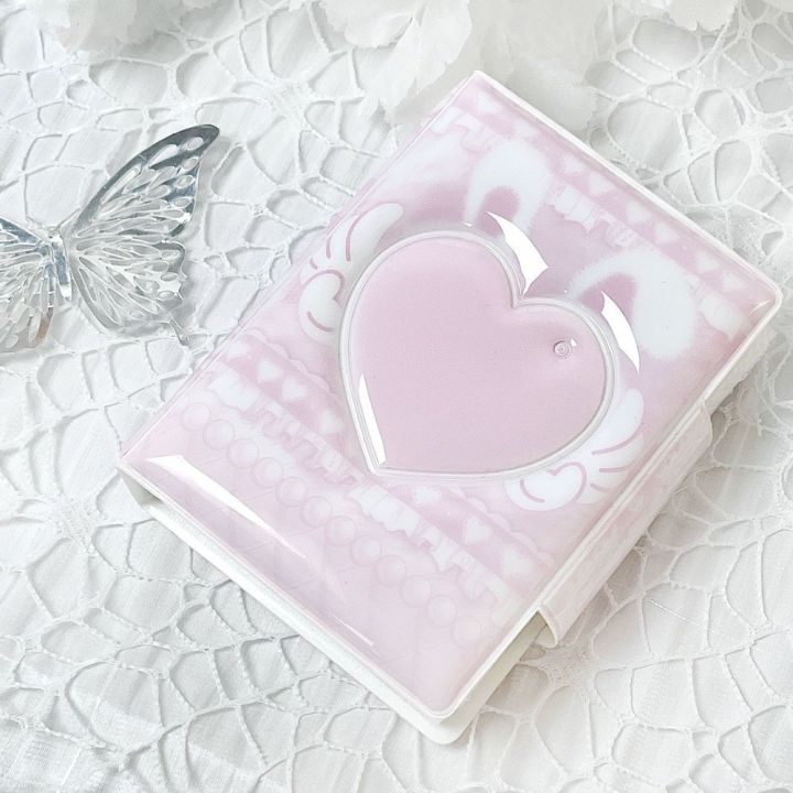 INS Pink Love Bow Card Album PVC 3 Inch Mini Photocard Binder ...