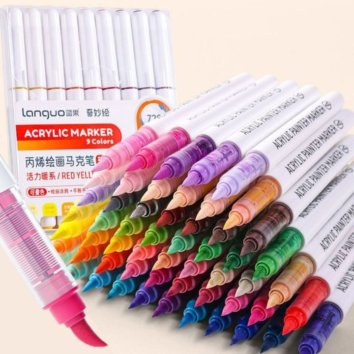 Professional 9-Colors Acrylic Marker Pen Straight Liquid Stackable ...