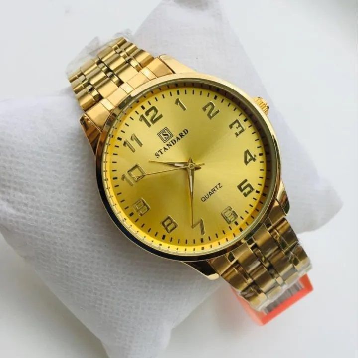 Numeric Standard Quartz Waterproof Watch For Men Golden | Daraz.com.np