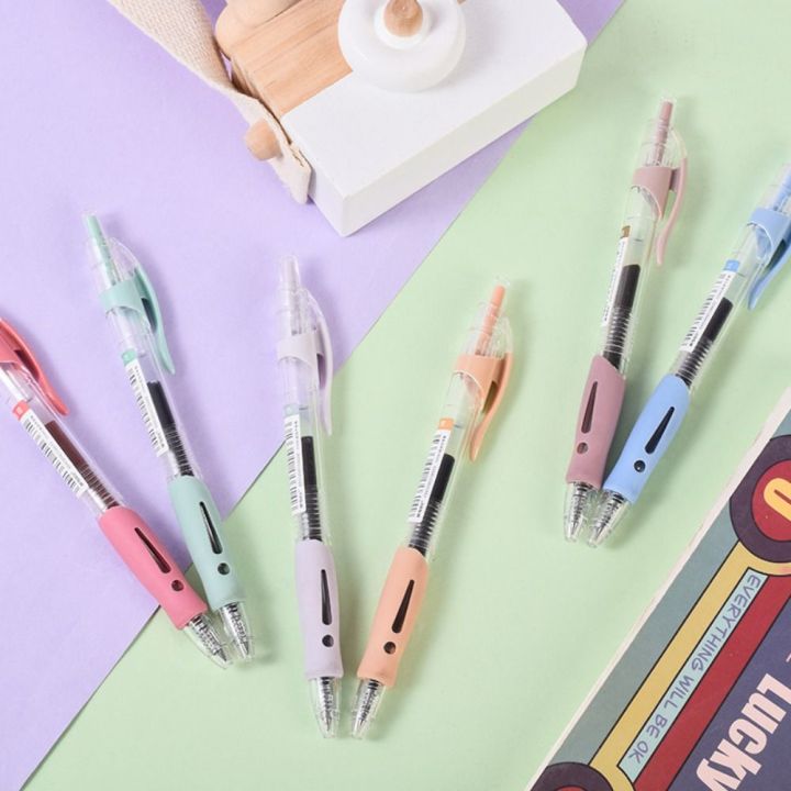 High Quality 6 Color Gel Pens Press Type 0.5mm Colored Ink Neutral Pen ...