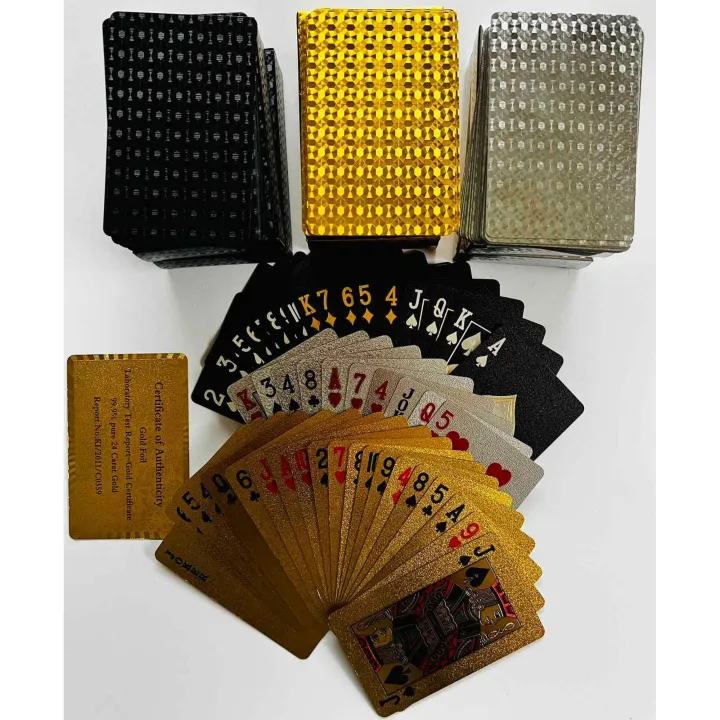 Jewel Foil Poker Waterproof Playing Cards (Black,Silver,Gold) | Daraz ...