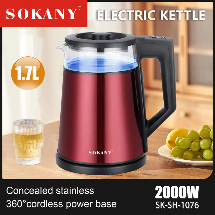 Sokany SKSH1076 Electric Kettle (1.7 Liter) Hot Water Tea Coffee Maker ...