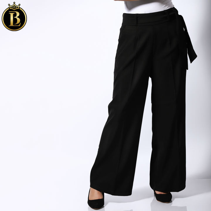 Boss Lady Black High-Rise Straight Fit Formal Pant With Ribbon | Daraz ...