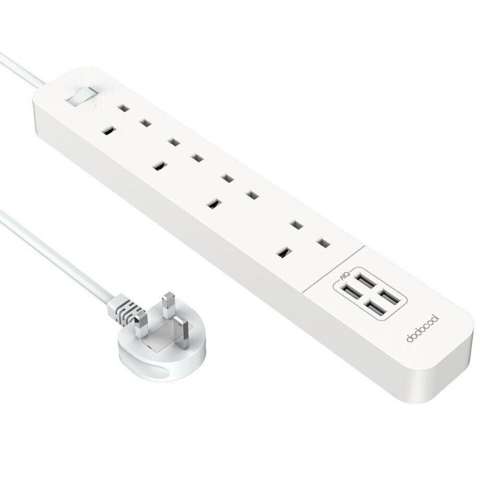 Dodocool 4 Outlet Surge Power Strip with 4 Port USB Charger / MultiPlug / Power Cord ( UK Plug ...