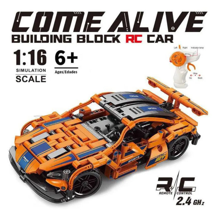 2-in-1 Build & Race RC Sports Car Kit - A 408-Piece STEM Building Toy ...