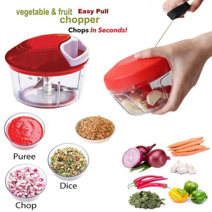 Japanese Blades Manual Crank Chop Food Processor - All-in-One Hand-Held ...