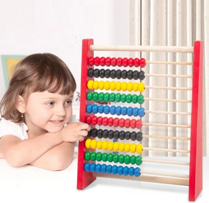 100 Beads Wooden Abacus Counting Number Preschool Kid Math Learning ...
