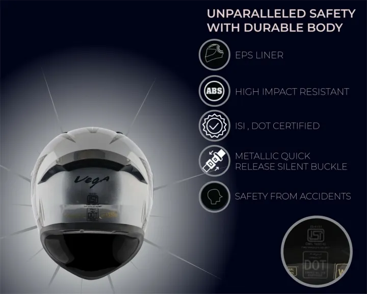Vega Bolt Hyper Shining Black Grey Full Face Motorcycle Helmet | Daraz ...
