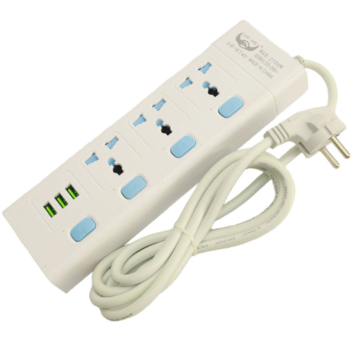 Lucky Hawk 'LH-874U' 3 Port & 3 USB 2500W 10A Max Best Quality ...