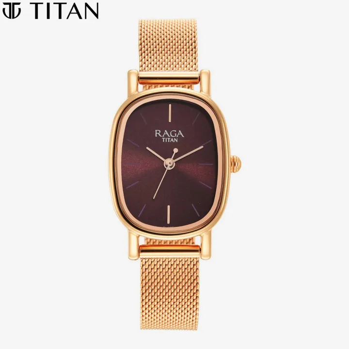 TITAN Raga Viva Brown Dial Stainless Steel Strap Watch For Women ...