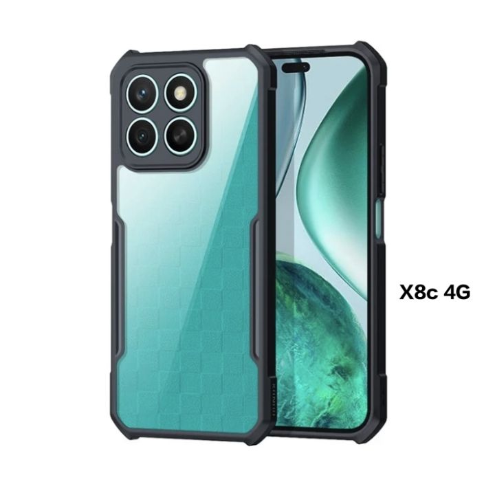 Honor X8c / Honor X8C 4G HD Clear Transparent With Bumper Black Cover ...
