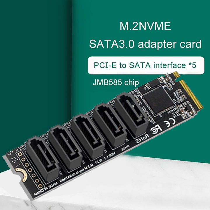 M.2 NVME PCI-E PCIE X4 X8 X16 To 6 Port 3.0 SATA Adapter Card Riser III ...