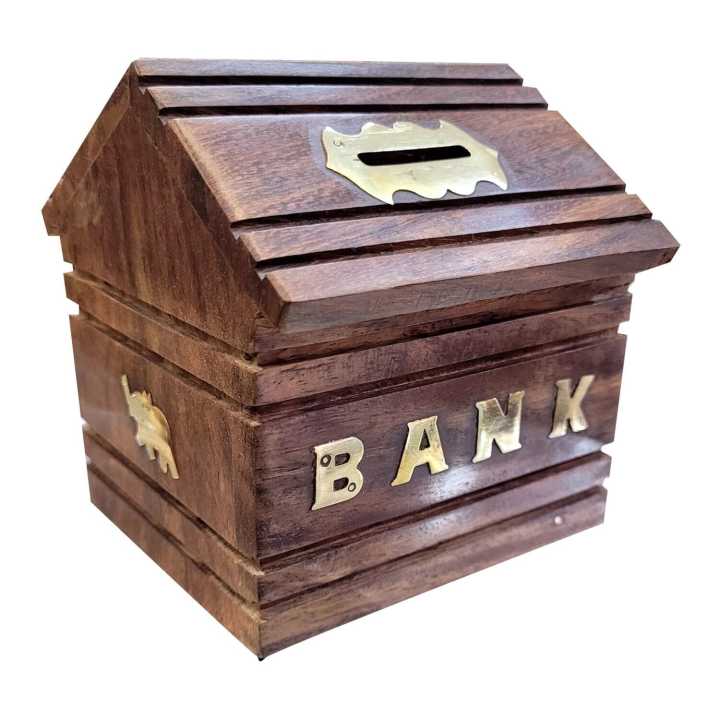 Handmade Wooden Hut Shape Money Coin Bank Box | Daraz.com.np