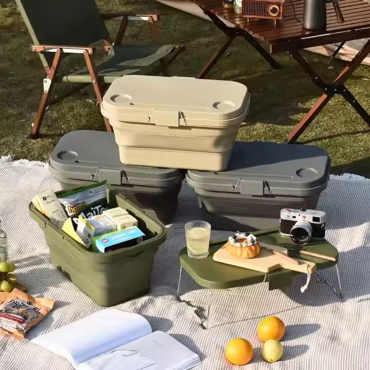 Outdoor Picnic Storage Box Portable Handle Plastic Foldable Camping ...
