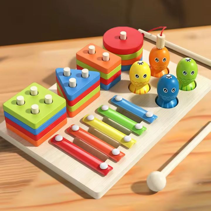 Educational Wooden Toy – Montessori Stacking & Fit with Xylophone ...