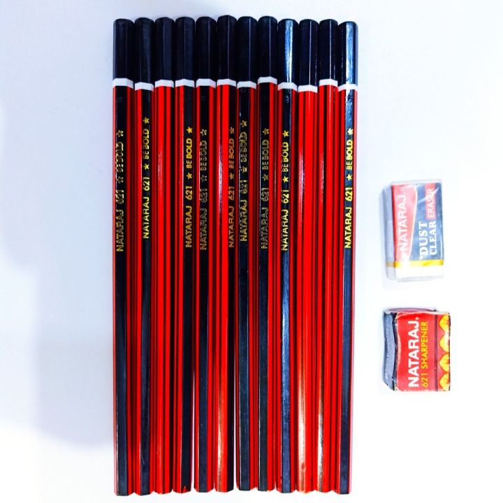 Nataraj Pencil 621 Set of 12 X Pencil, without cover 1 X Eraser & 1 X ...