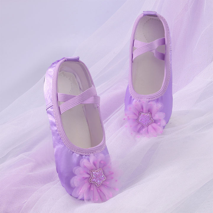 New Purple Dance Shoes Kids Women Soft Sole Body Exercise Dance Shoes ...