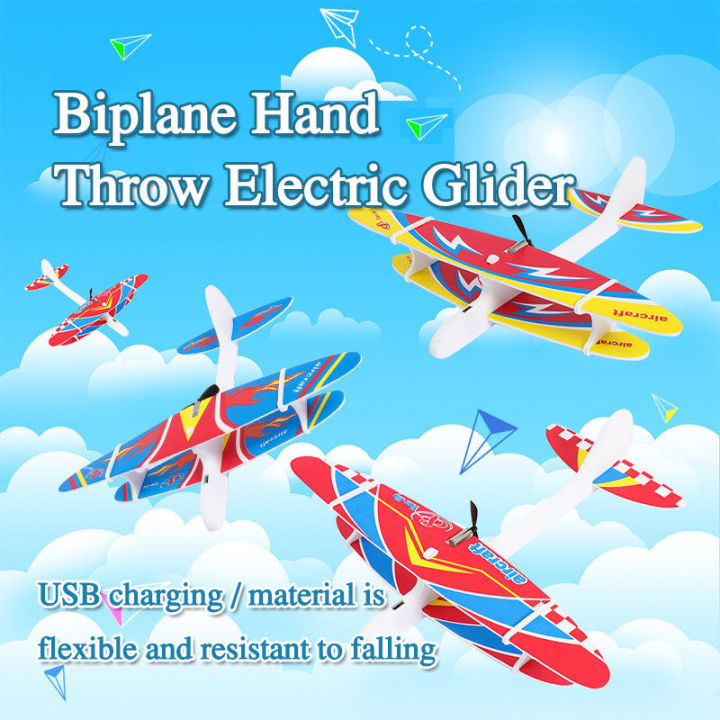 Electric Hand Throw LED Plane Foam Flying Aeroplane Lights Aircraft ...