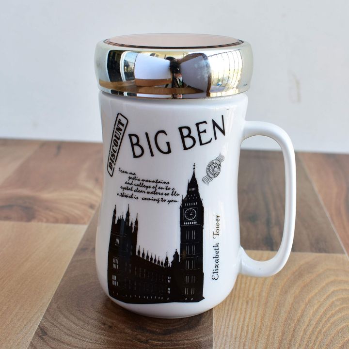 Big Ben Printed Single Ceramic Mug With Golden Lid 400ML | Daraz.com.np