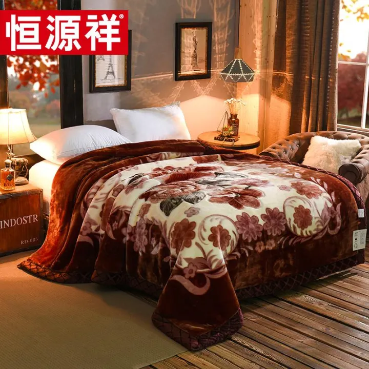 Korean Mink King Size Double Ply Multi Colour Floral Heavy Blanket ...