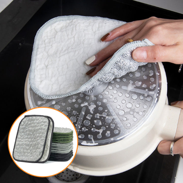 Wiping Rags Steel Wire Washing Cloth Microfiber Dishcloths Non-Stick ...