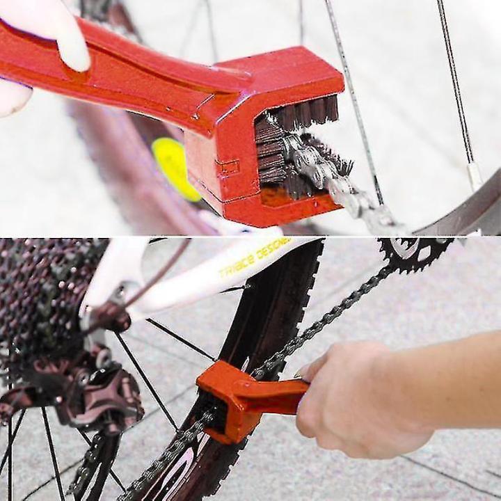 Bicycle Motorcycle Chain Cleaning Tool Gear Grunge Brush Cleaner Red ...