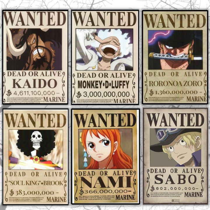 Accessories Point New Updated One Piece Anime Bounty Poster 6pcs Set ...