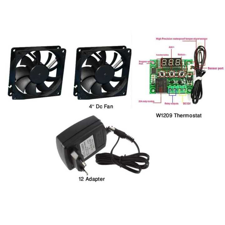 Combo Thermostat Temperature Control W1209 + 3 Inch Fan +12v 1Amp ...